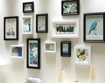 18 Pieces Solid Wood Wall Mount Photo Frame Set Staircase | Etsy UK