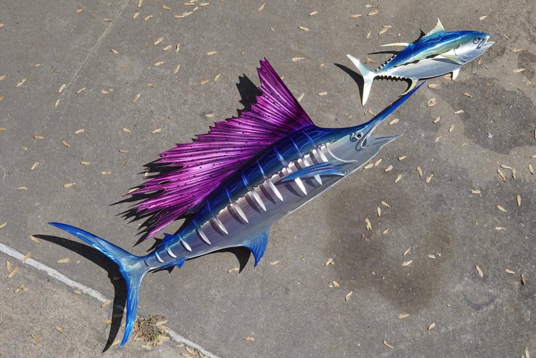 Handmade Metal Sailfish Wall Art: 3D Stencil Sculpture - Etsy UK