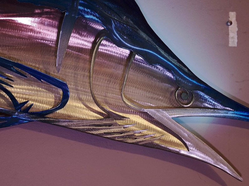 Exo Stencil Blue Marlin: Original Handmade Metal Fish Sculpture ...