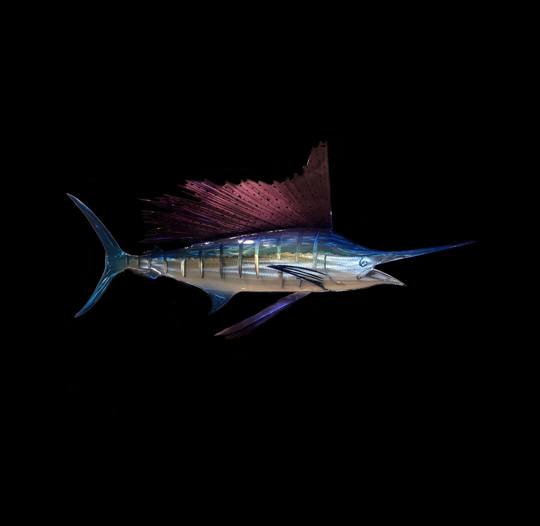 Exo-stencil Series Striped Marlin Original Handmade Metal Wall - Etsy