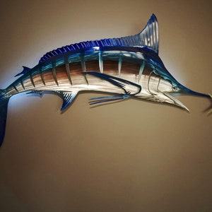 Handmade Blue Marlin Metal Wall Art Sculpture: Stencil-ism Series - Etsy