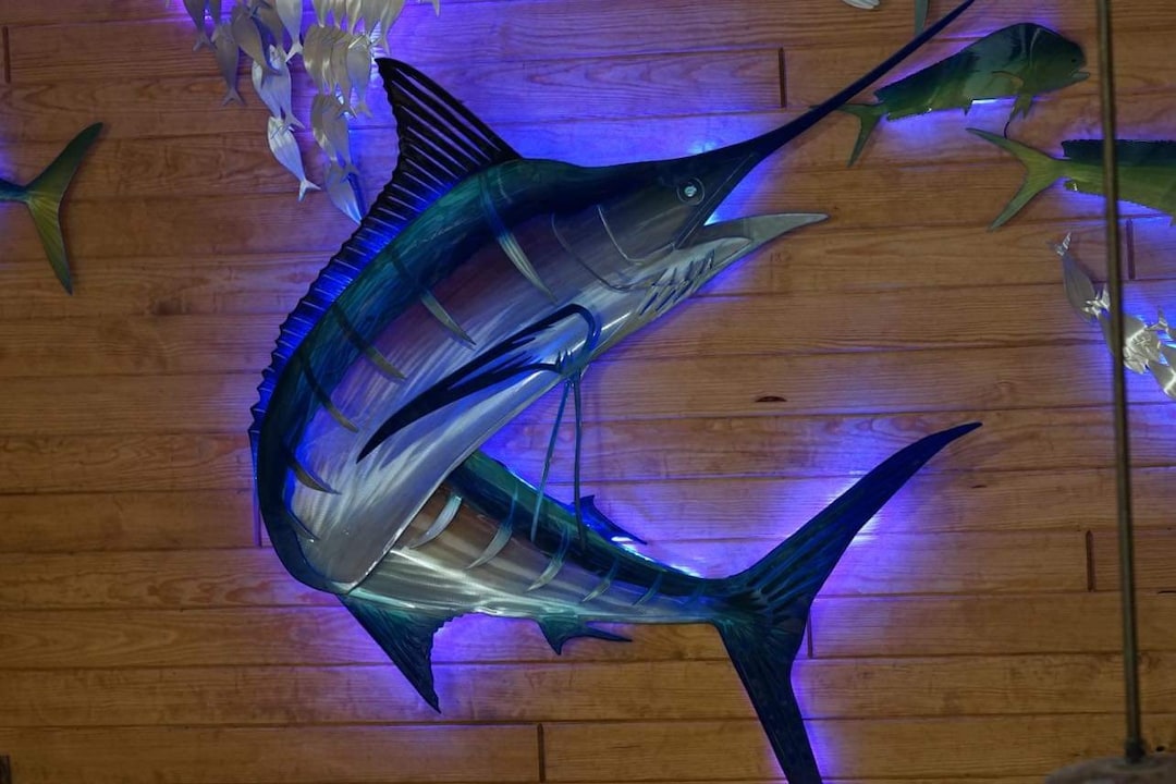 Handmade Metal Marlin Wall Art Sculpture: Blue Exo Stencil-ism Series ...