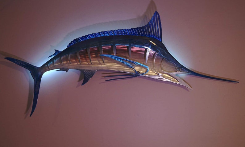 Handmade Blue Marlin Metal Wall Art Sculpture: Stencil-ism Series - Etsy