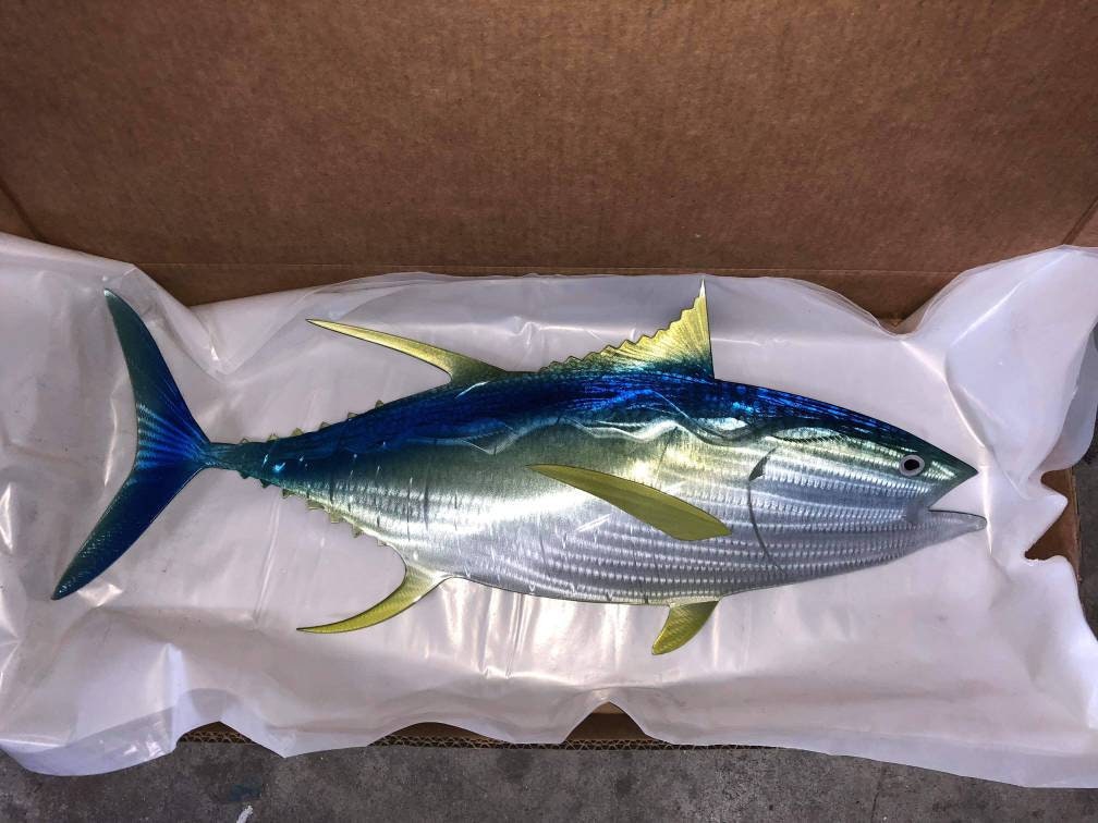 Handmade Yellowfin Tuna Metal Wall Art: Etched Ocean Sculpture - Etsy