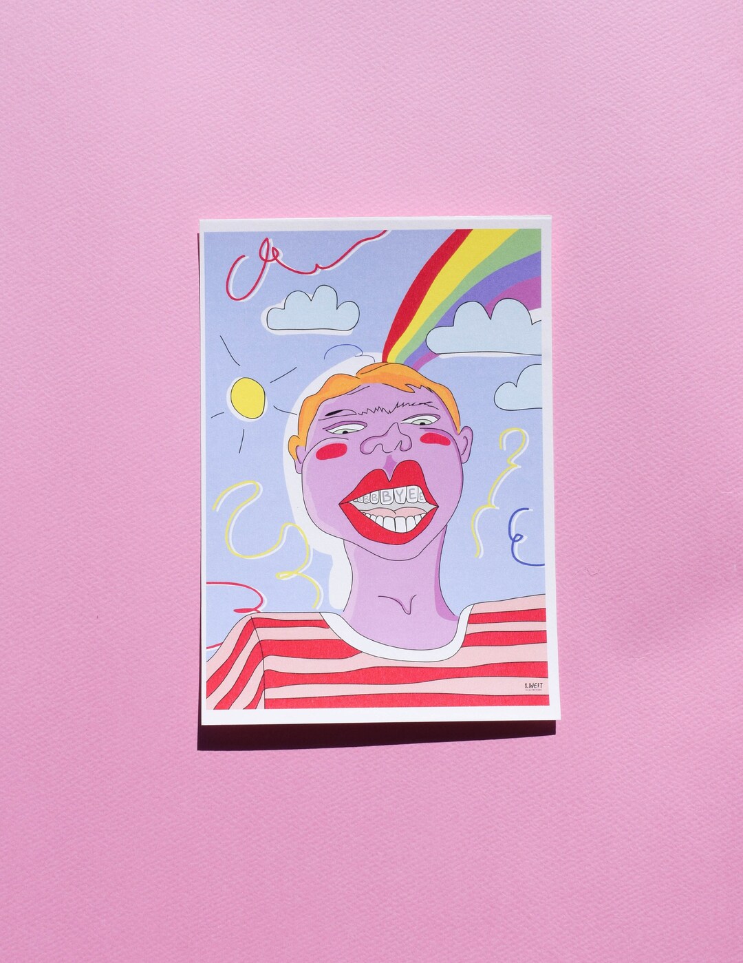 Colorful Boy Illustration - Bye, Sun and Rainbows Fun Print - Etsy