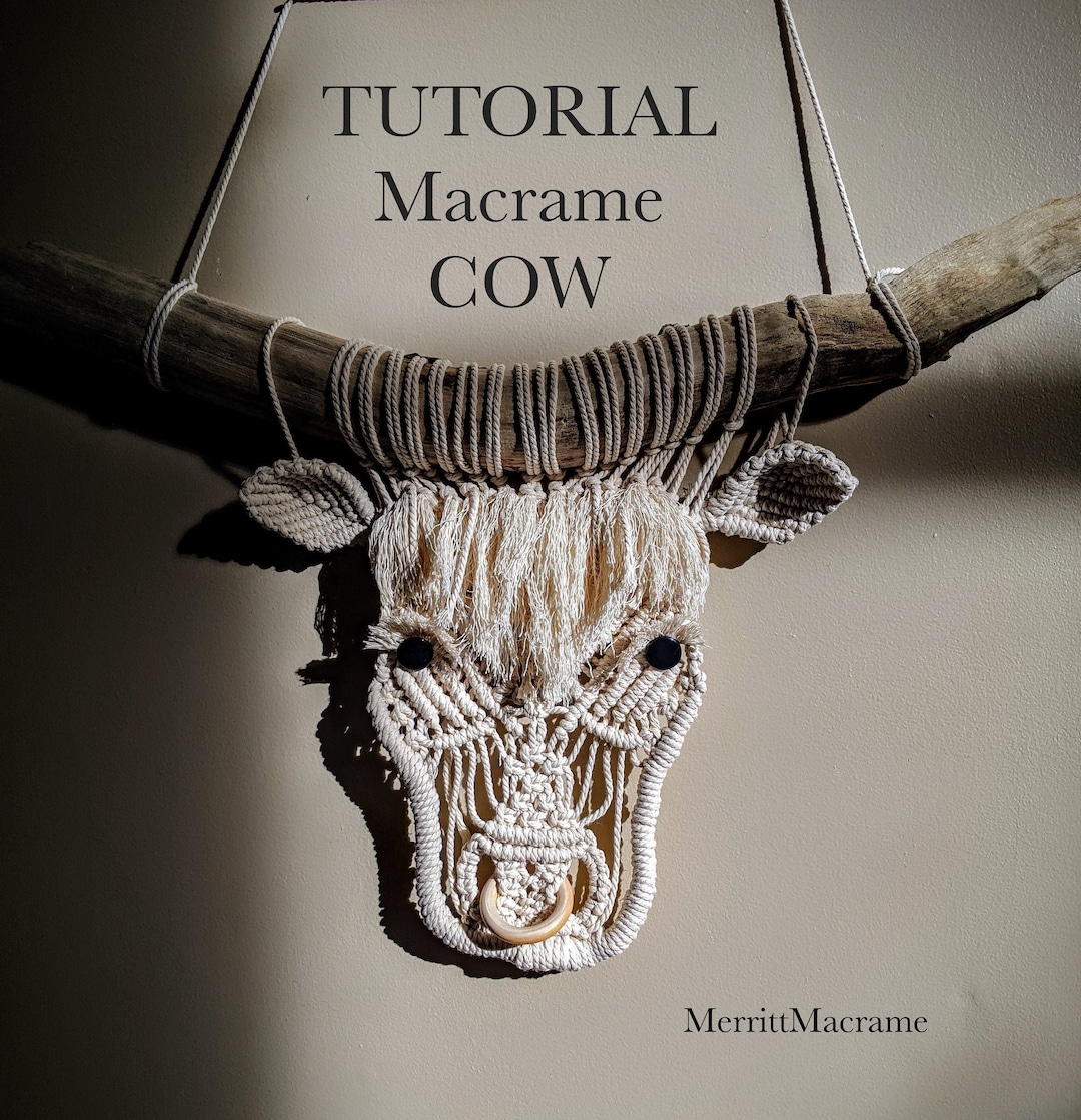 DIY Macrame Cow, Macrame Tutorial Pattern in ENGLISH, Macrame Highland ...