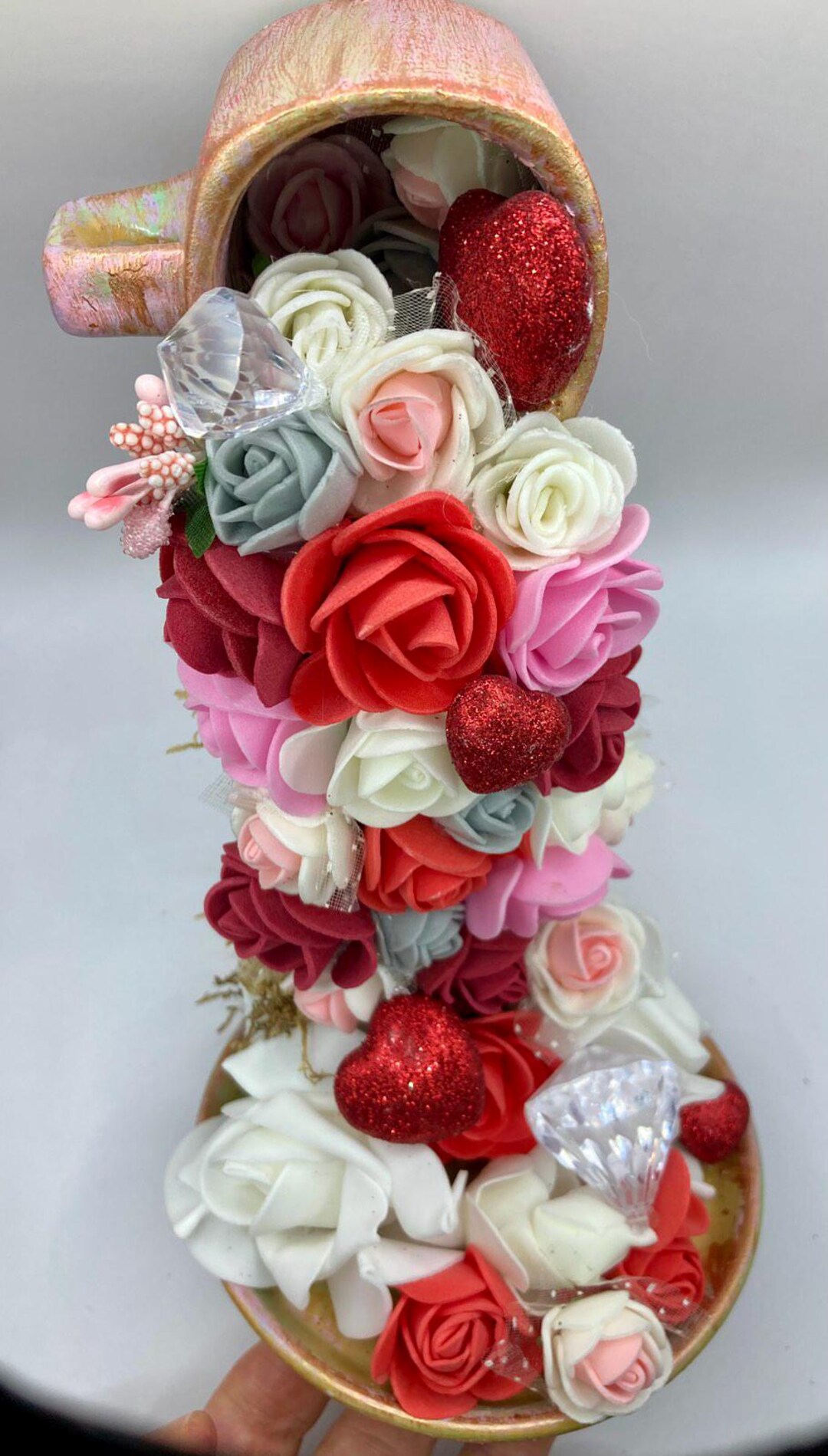 Handmade Floral Teacup Waterfall – Artificial Flower Arrangement - Etsy