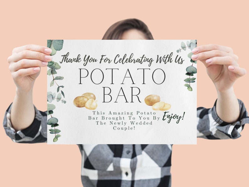 Wedding Reception Potato Bar Sign Wedding Food Sign Printable Signs ...