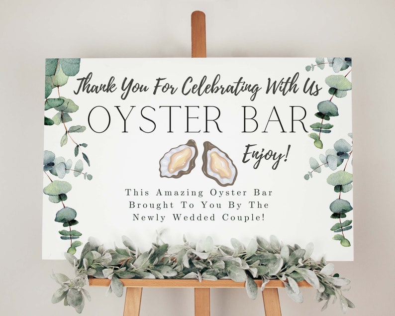 Oyster Bar Food Bar Sign Printable Sign Oyster Table Sign Digital ...