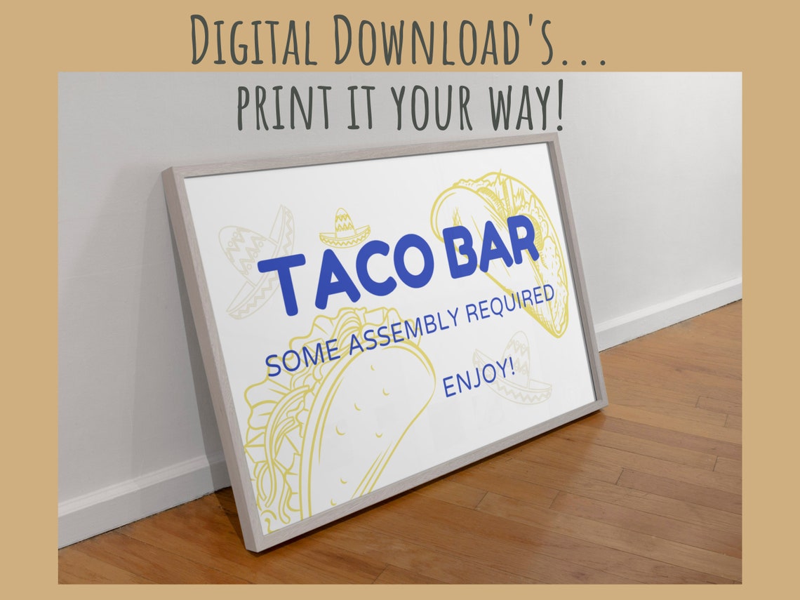Taco Bar Sign Taco Party Taco Sign Food Bar Signs - Etsy