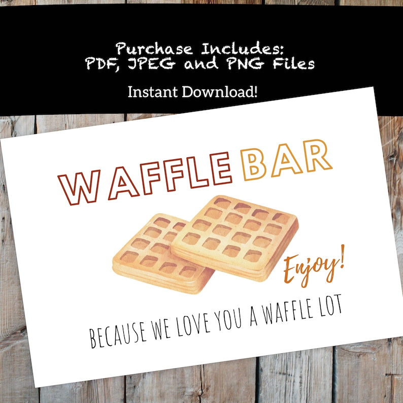 Waffle Bar Sign Digital Download Wedding Bar Sign Printable Sign Bridal ...