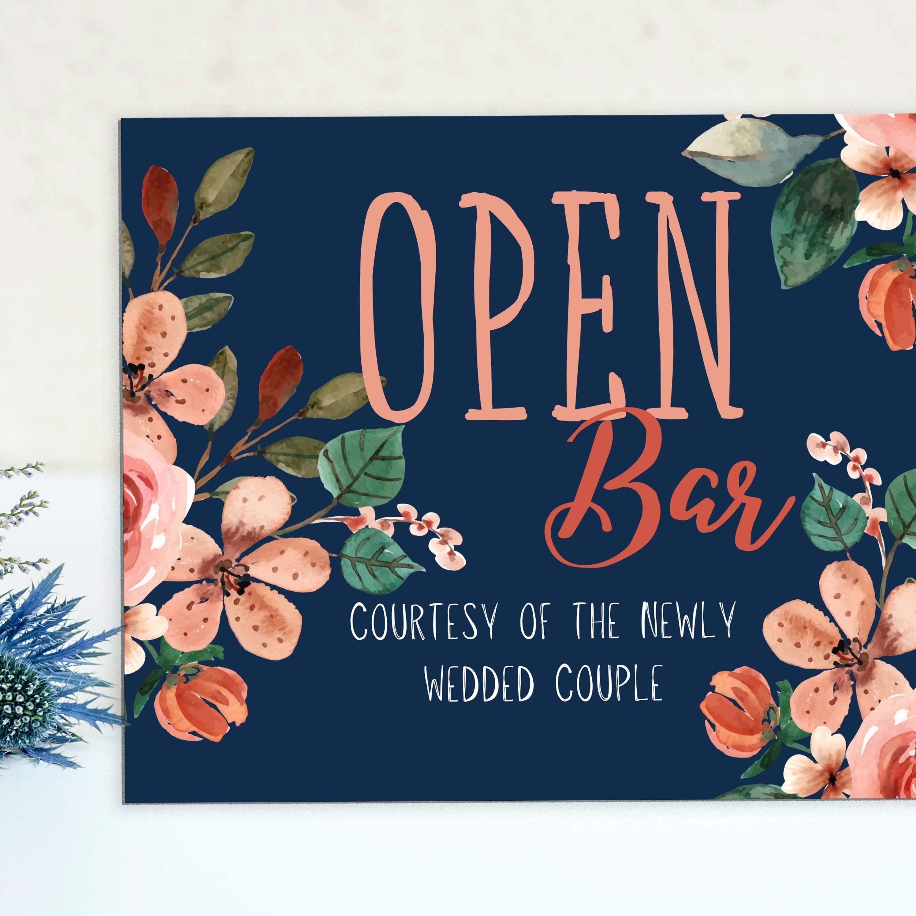 Open Bar Sign Wedding Signs Wedding Reception Digital Download Wedding ...