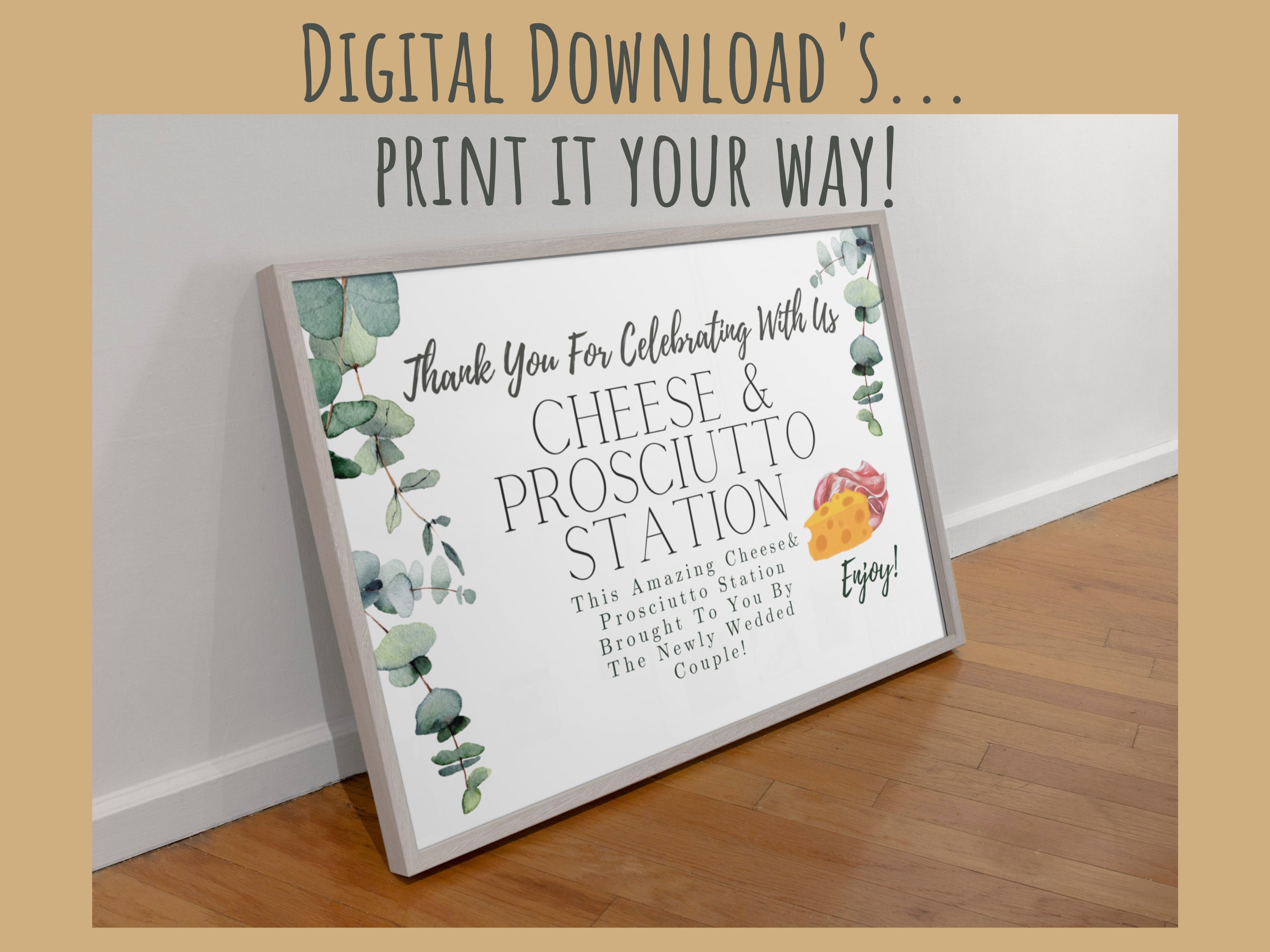 Wedding Signs Food Bar Sign Cheese and Prosciutto Station Digital ...