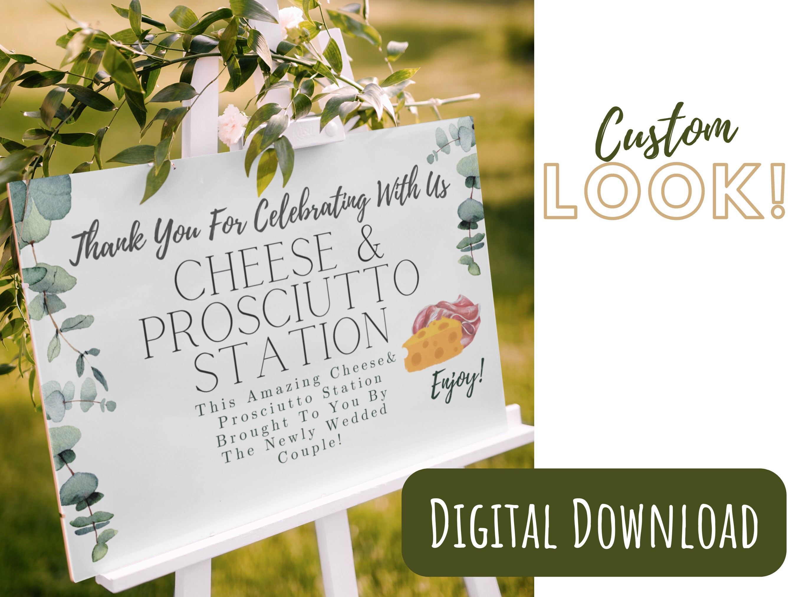 Wedding Signs Food Bar Sign Cheese and Prosciutto Station Digital ...