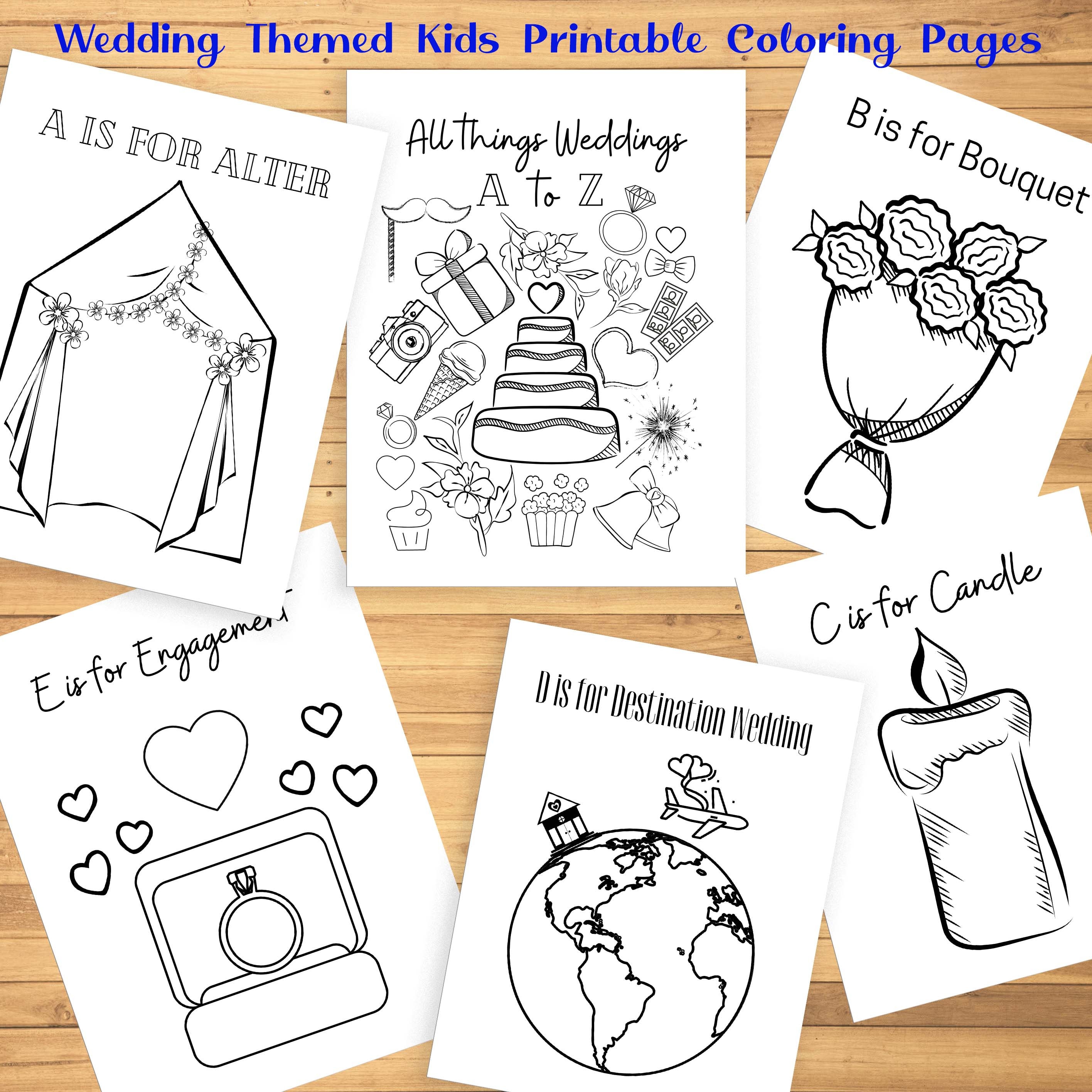 Printable Wedding Coloring Pages Wedding Activity Book - Etsy