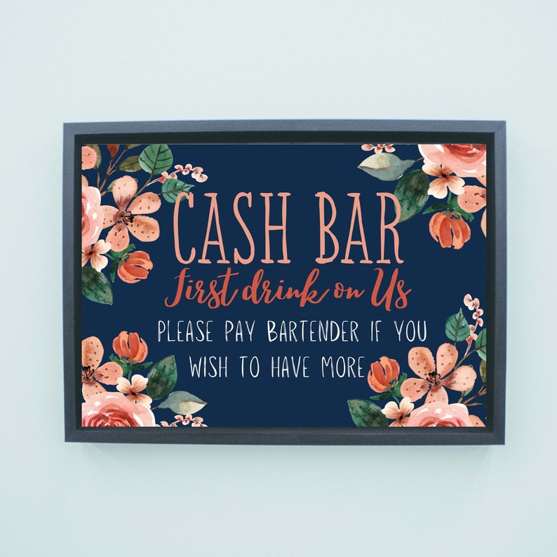 Cash Bar Sign Printable Instant Download Digital Signage - Etsy