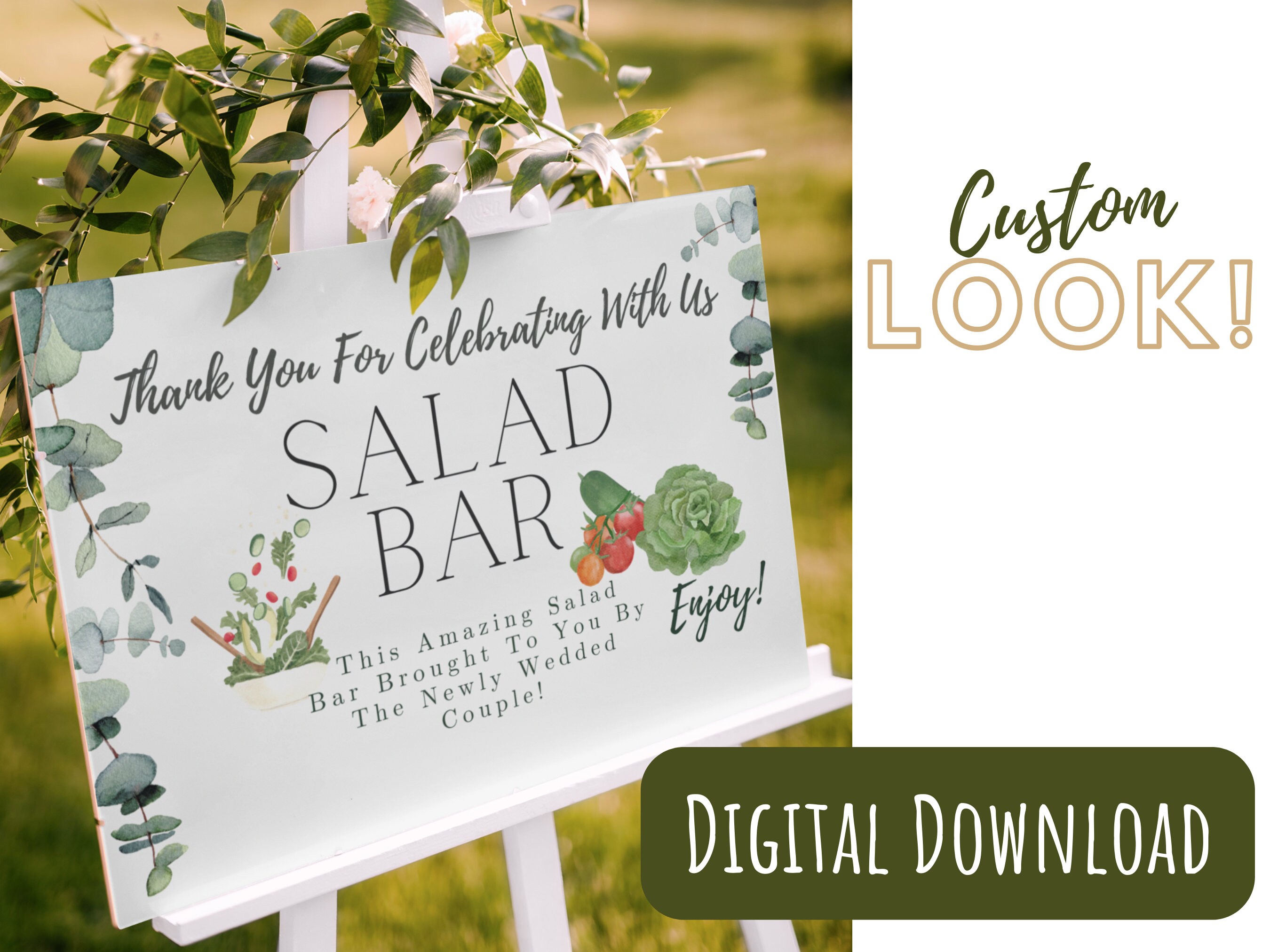 Reception Signs Salad Bar Sign Wedding Food Sign Wedding - Etsy