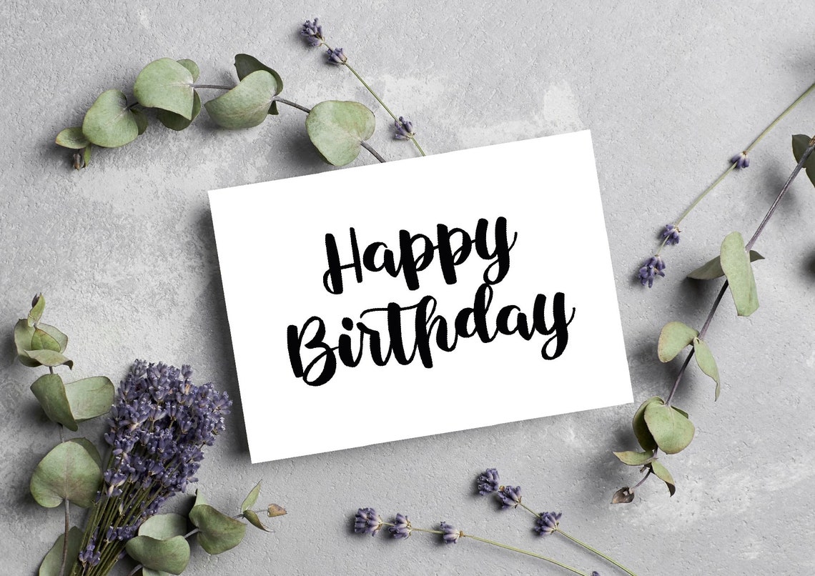 Boho Happy Birthday Card, Handmade Birthday Wishes Card, Minimalist ...