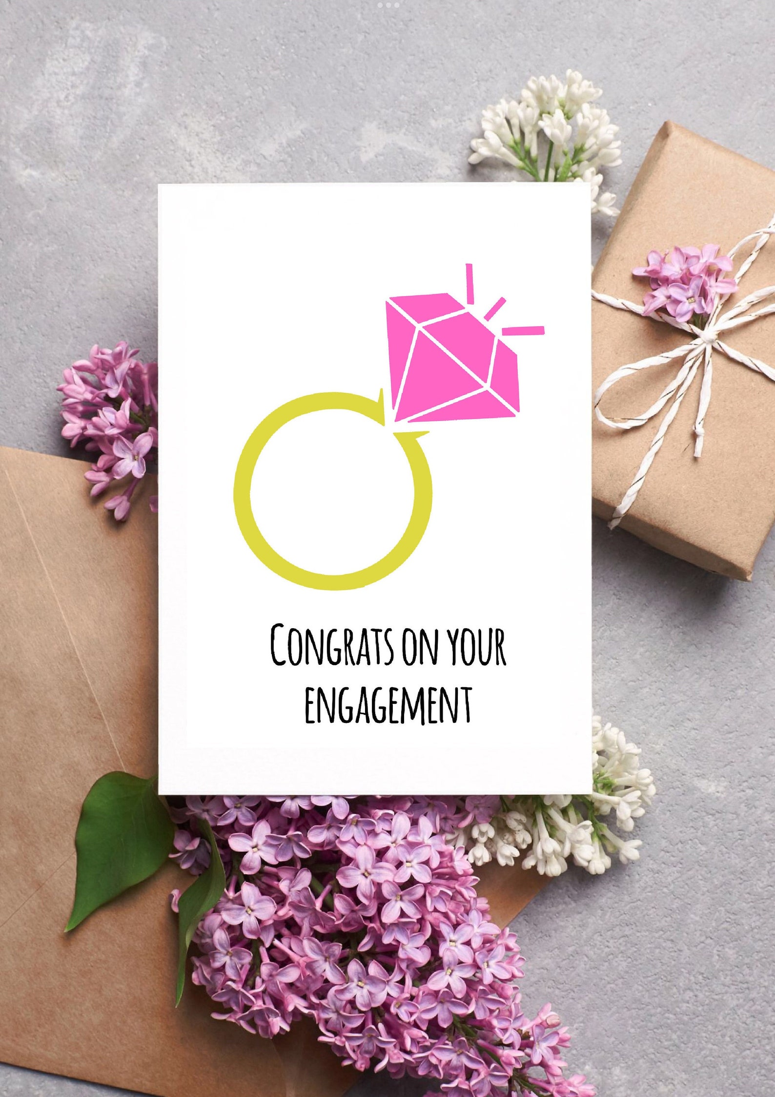 Boho Handmade Engagement Card, Congrats on Your Engagement Card ...