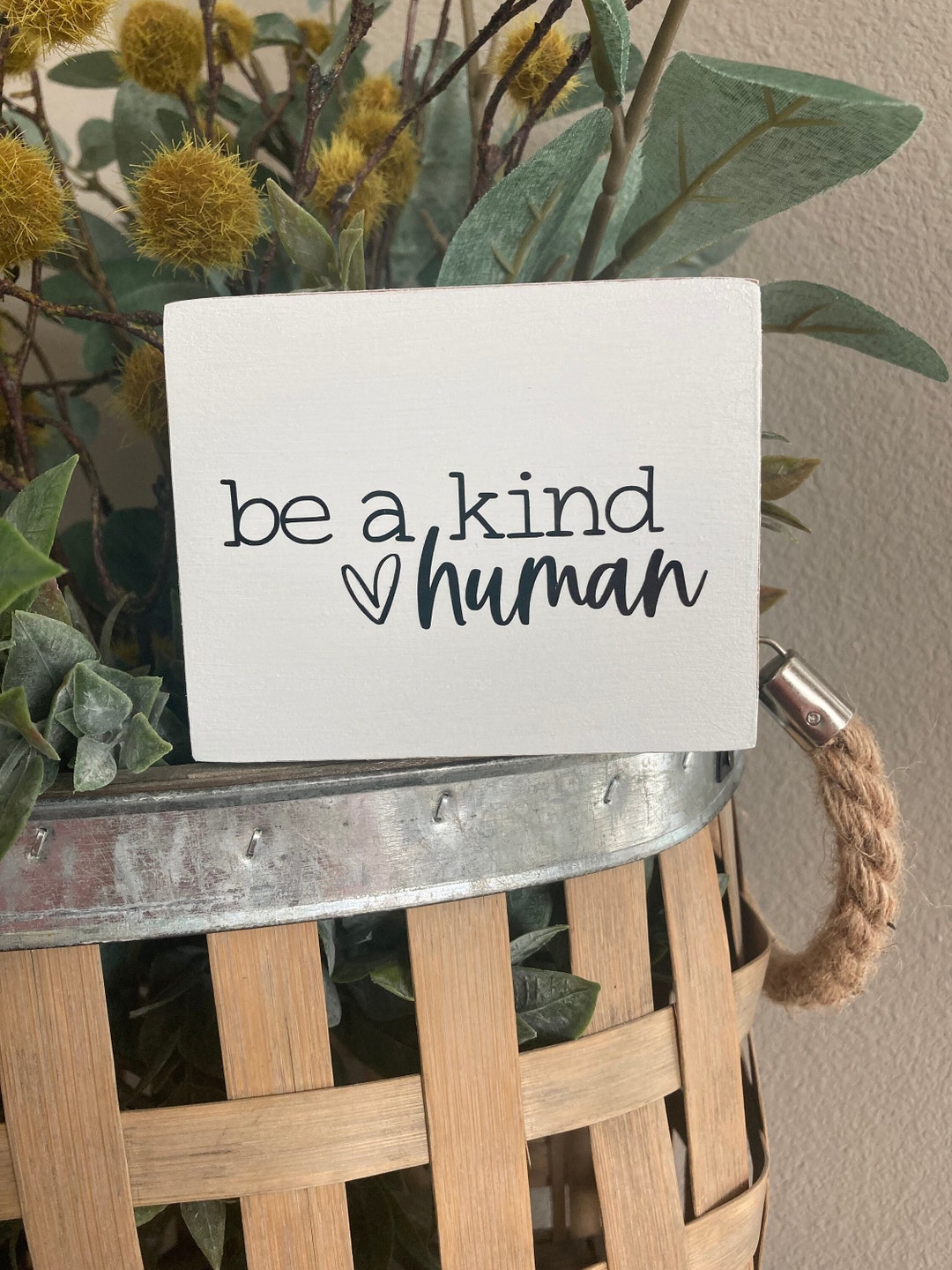 Be a Kind Human Wood Block Sign Home Decor Sign Personailized Positive ...