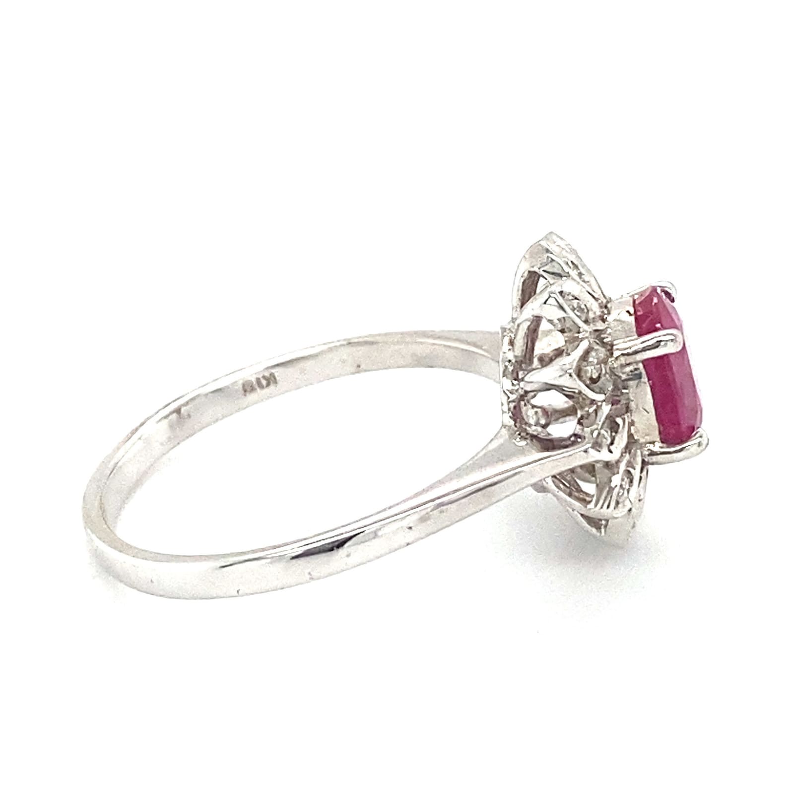 Natural Ruby Ring Diamond Cluster 18kt Solid Gold - Etsy