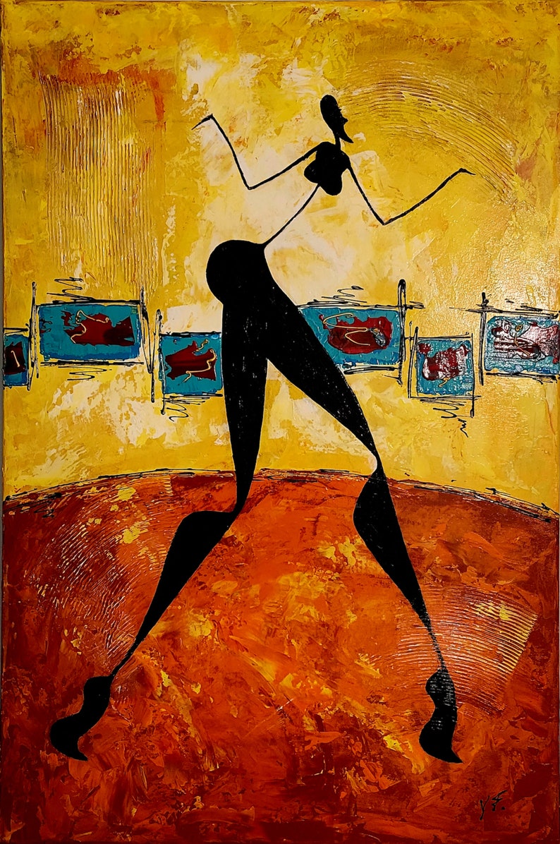 Abstract Woman Silhouette Painting Modern Female Figure Art, Colorful ...
