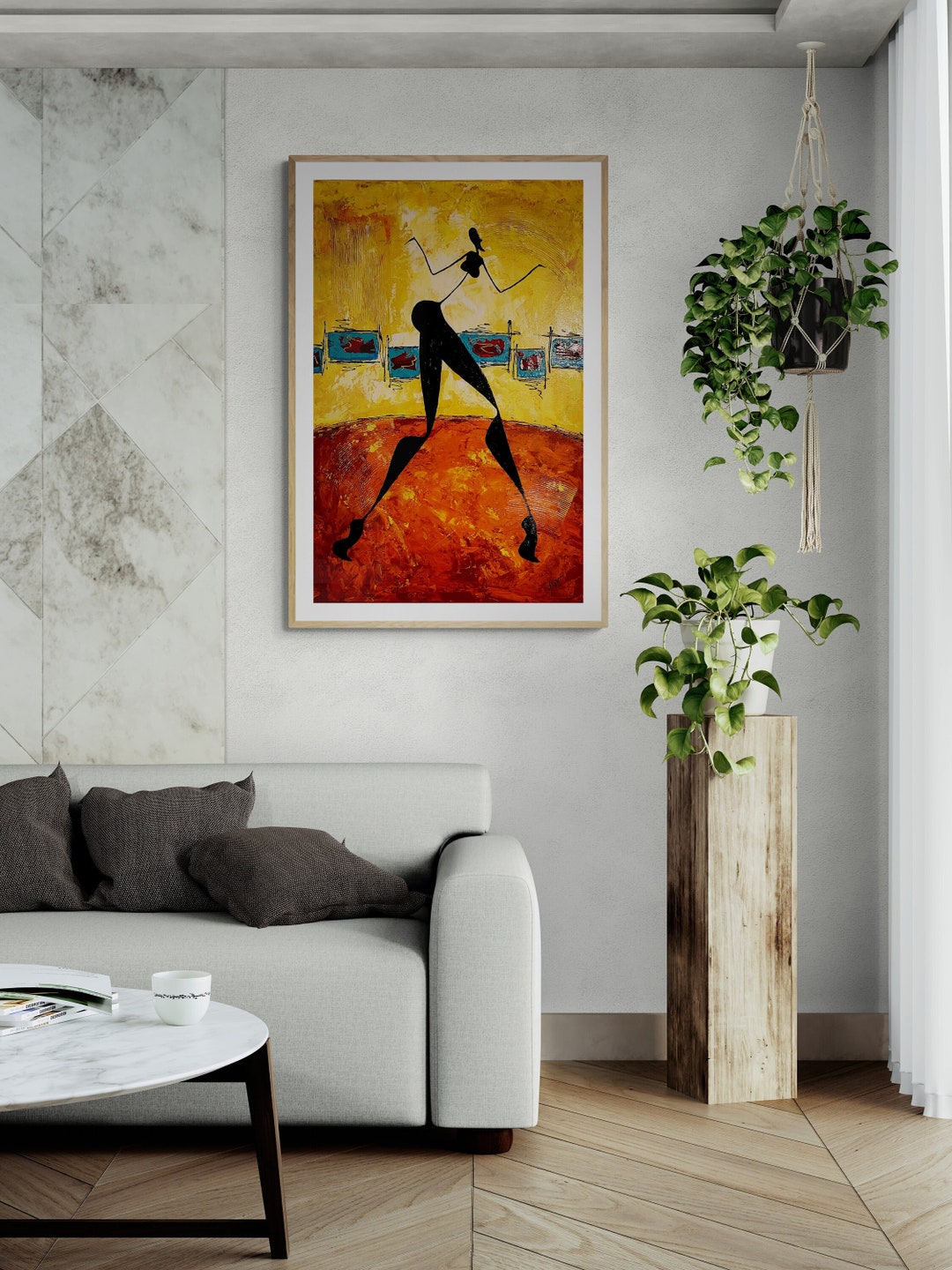 Abstract Woman Silhouette Painting Modern Female Figure Art, Colorful ...
