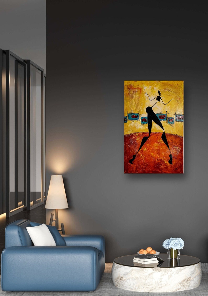 Abstract Woman Silhouette Painting Modern Female Figure Art, Colorful ...