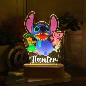 Personalised LILO & STITCH Night Light - Great Gift for Kids Birthdays ...