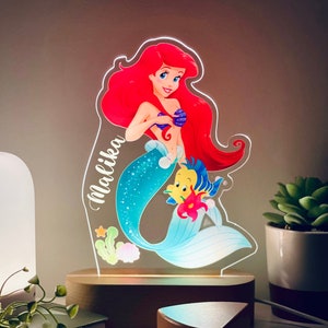 Personalised ARIEL MERMAID Night Light - Great Gift for Kids Birthdays ...