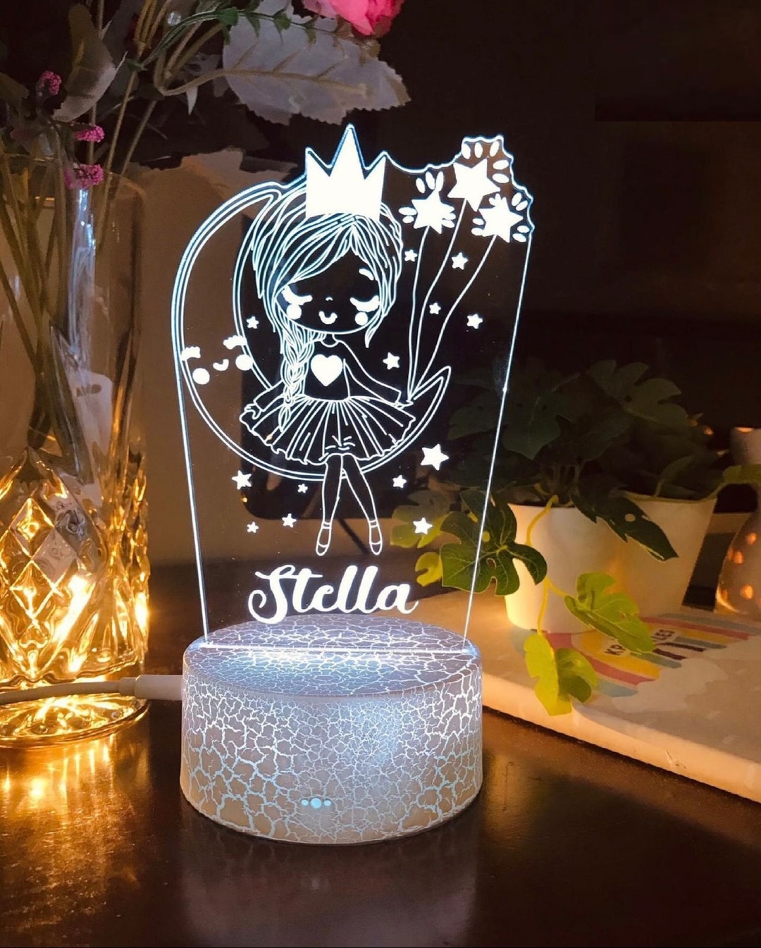 Personalised MOON FAIRY Night Light Gift for Kids Birthdays - Etsy