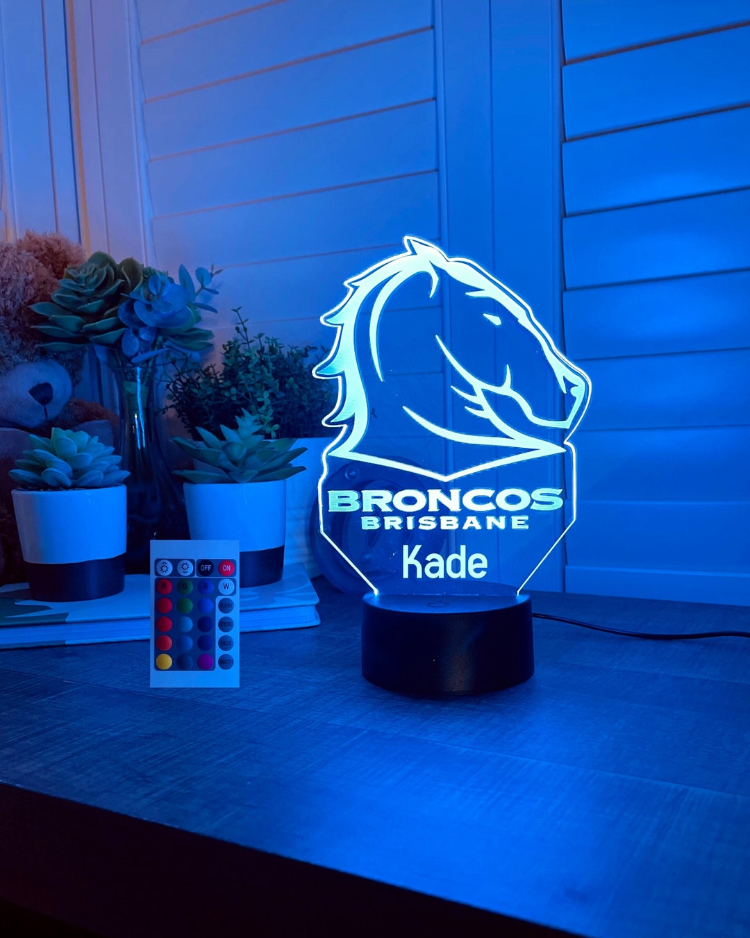 Personalised BRONCOS BRISBANE Night Lamp for Boyfriend Gift for Fathers ...