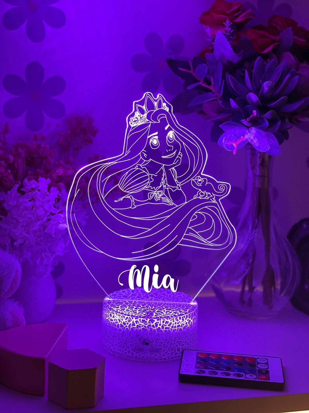 Personalised RAPUNZEL Night Light Gift for Kids Birthdays Nursery Decor ...