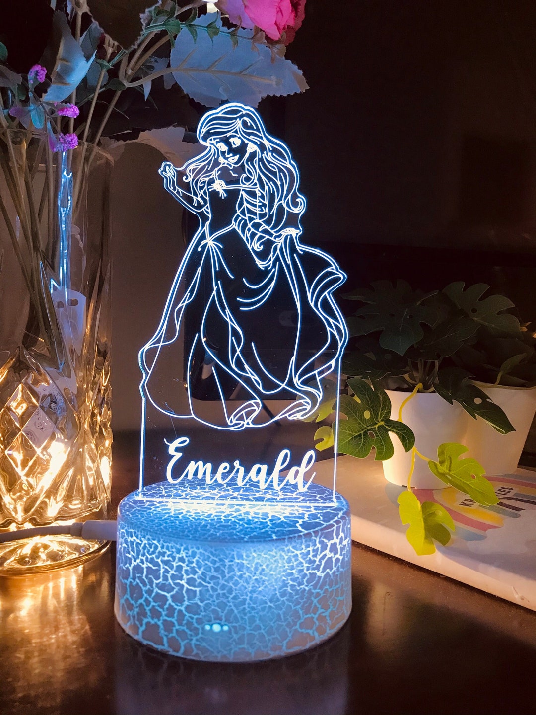 Personalised ARIEL PRINCESS Night Light Kids Custom Name - Etsy Australia