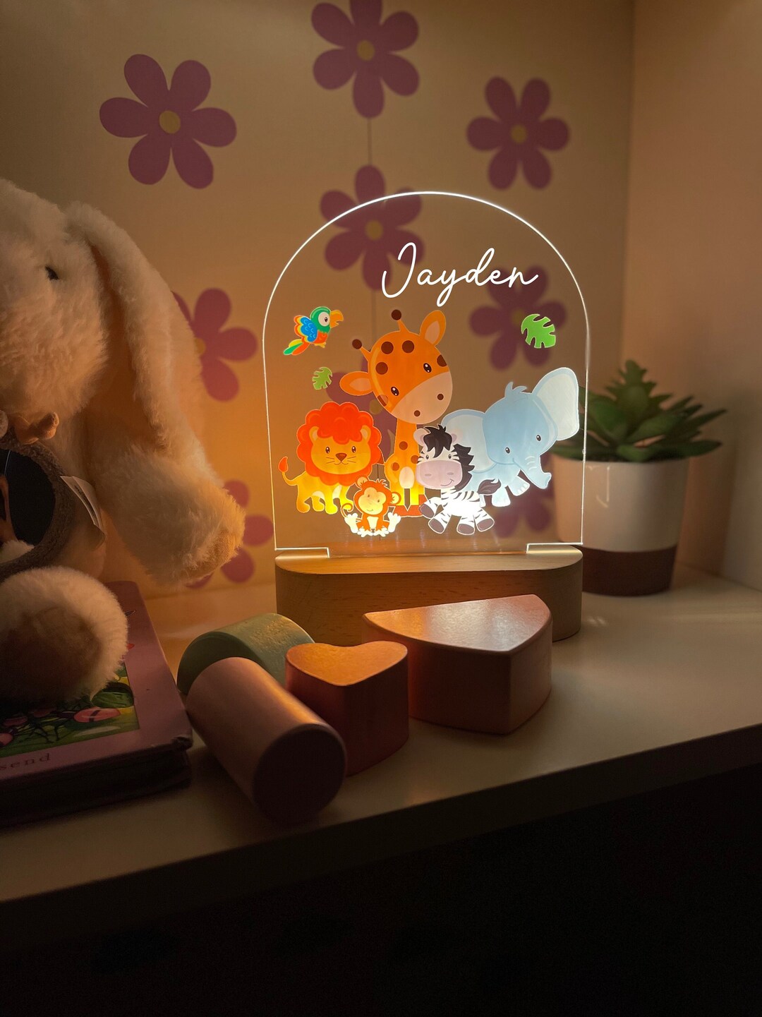 Personalised JUNGLE ANIMALS Night Light - Great Gift for Kids Birthdays ...