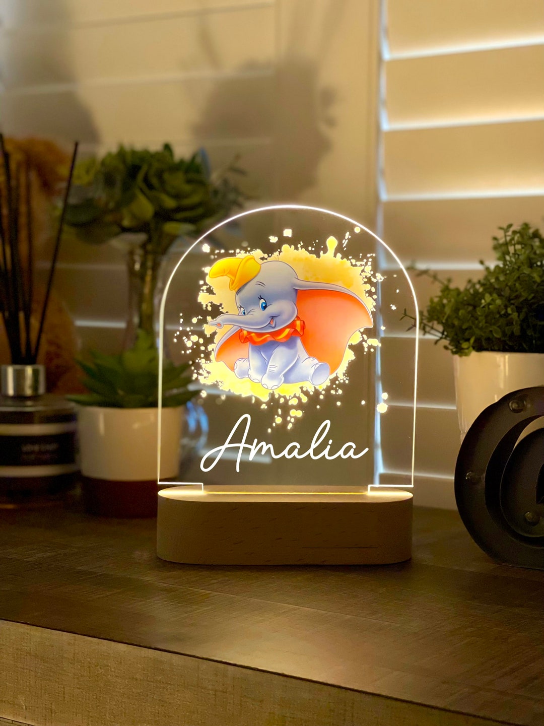Personalized Baby Elephant Night Light: Nursery Decor, Kids Birthday ...
