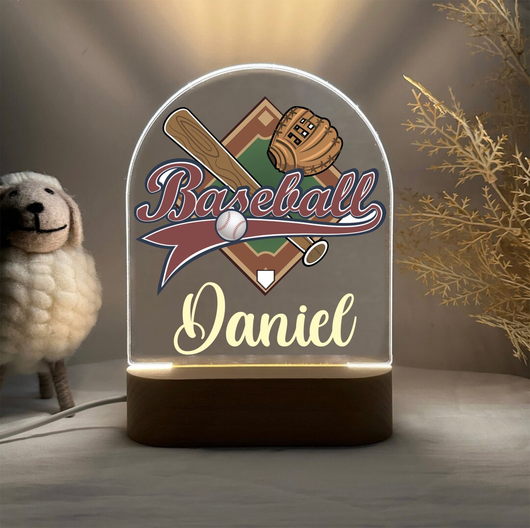 Personalised BASEBALL Night Light Great Gift Kids Birthday Jungle ...