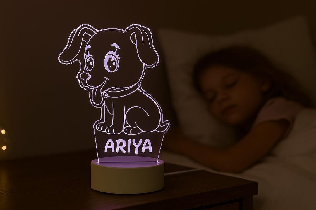 Personalized Puppy Dog Night Light: Multicolor LED Nursery Decor - Etsy