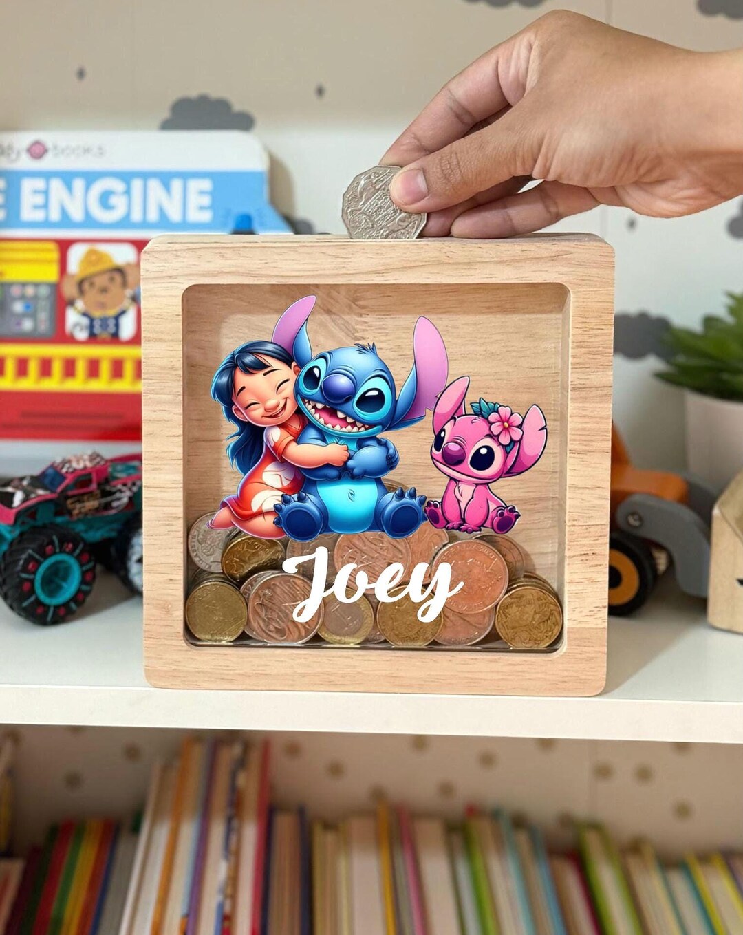 Personalised LILO AND STITCH Money Box - Baby Gift Custom Name - Baby ...