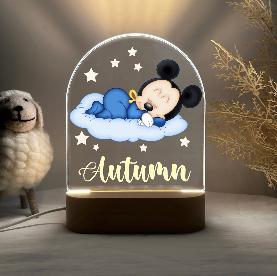 Personalized Mickey Mouse Night Light – Nursery Decor, Baby Gift - Etsy
