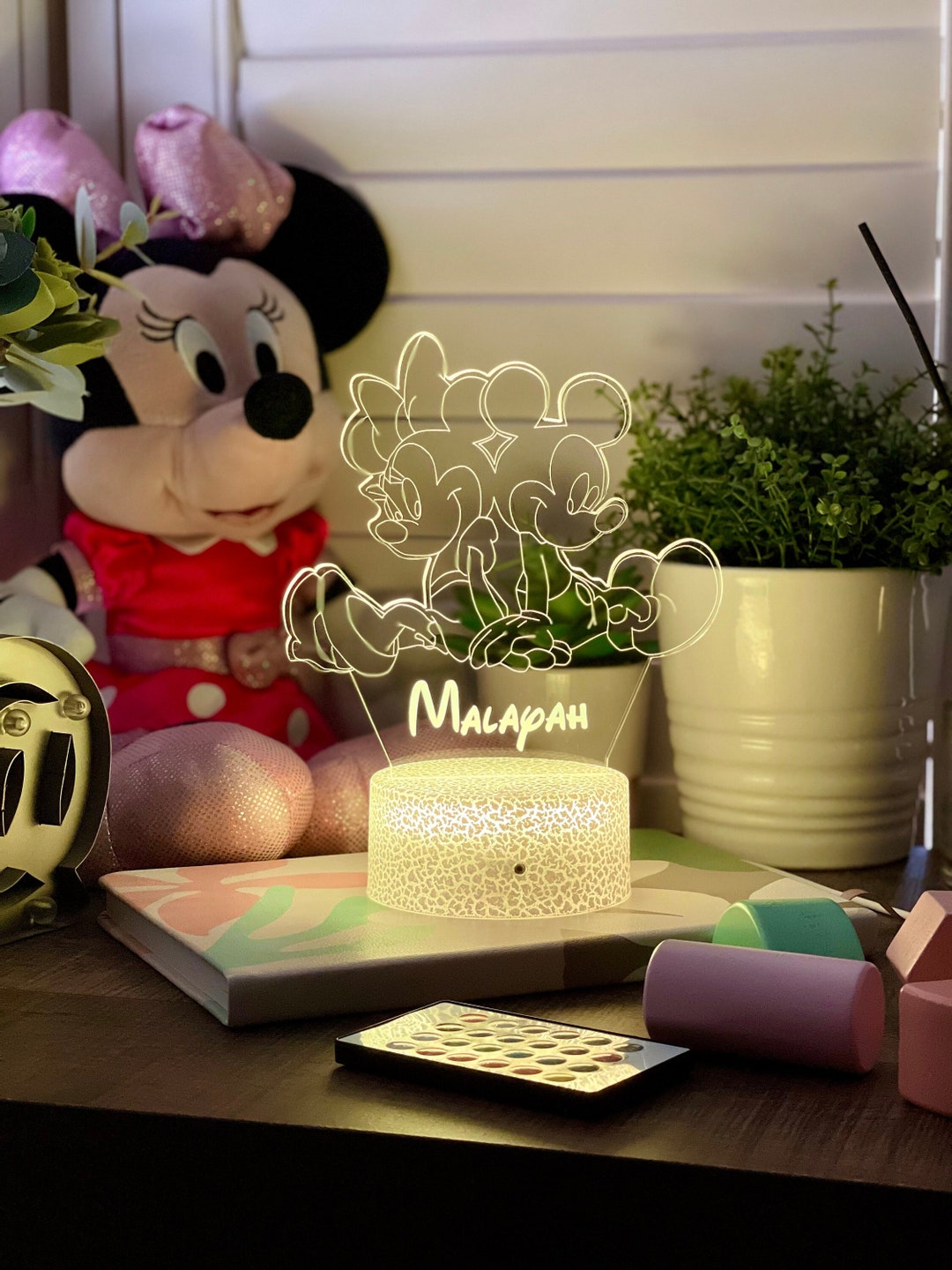 Personalised Mickey and Minnie Mouse Night Light - Mickey & Minnie ...
