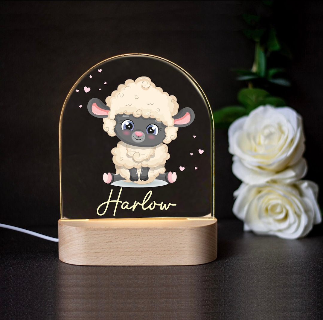 Personalised CUTE SHEEP Night Light Great Gift for Kids Birthdays ...