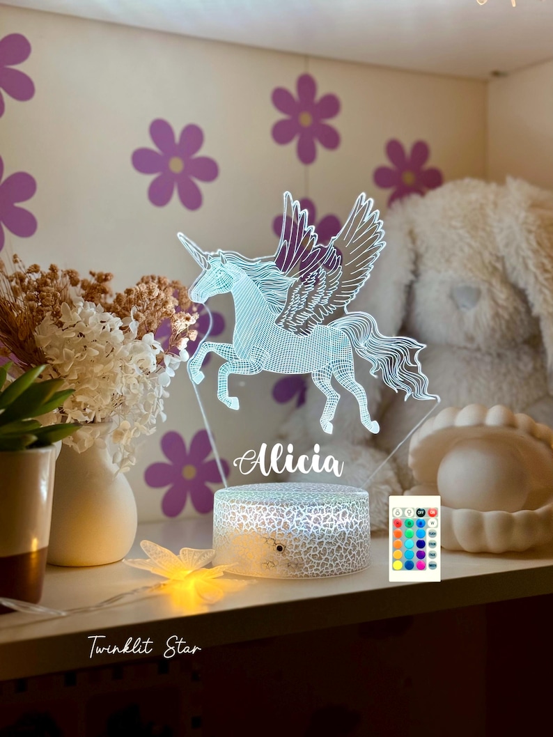 Personalized Unicorn Night Light: Multi-colored LED Nursery Decor - Etsy