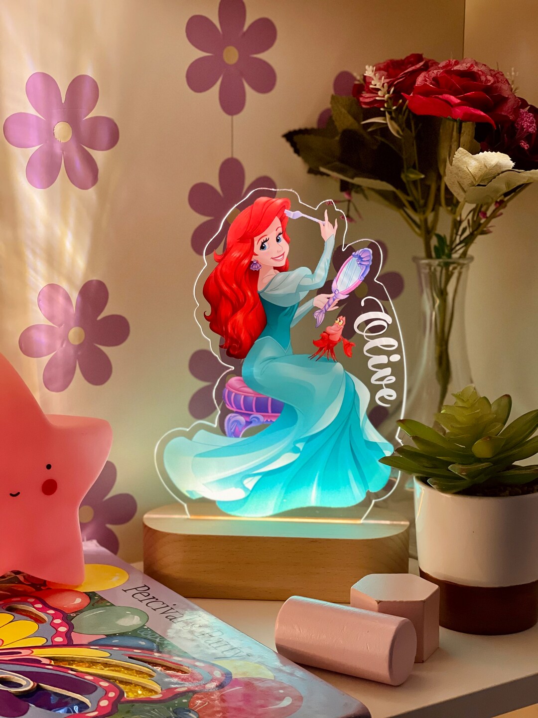 Personalized Princess Ariel Night Light: Engraved Nursery Decor - Etsy