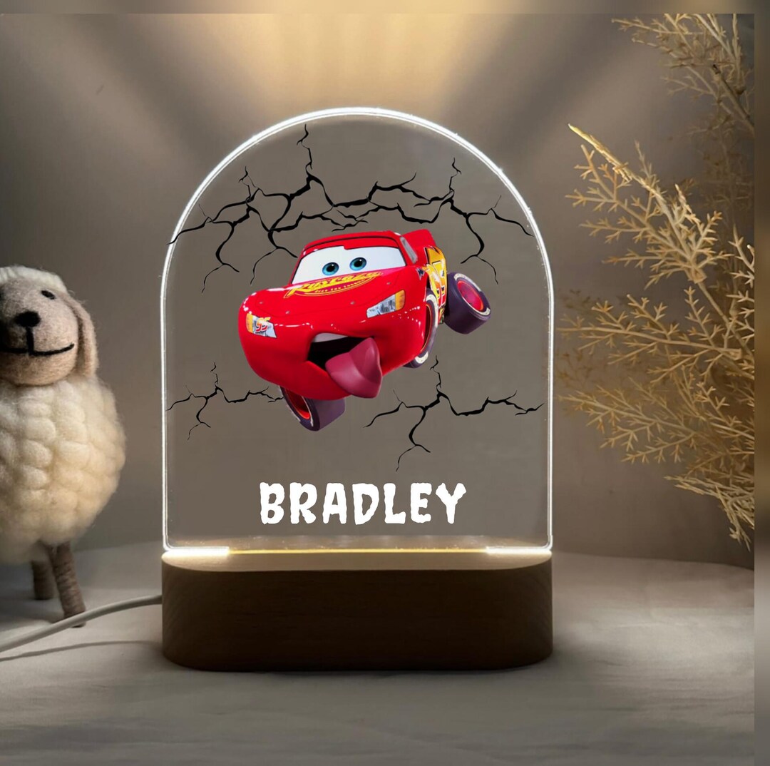 Personalised LIGHTNING MCQUEEN Car Night Light - Great Gift for Kids ...