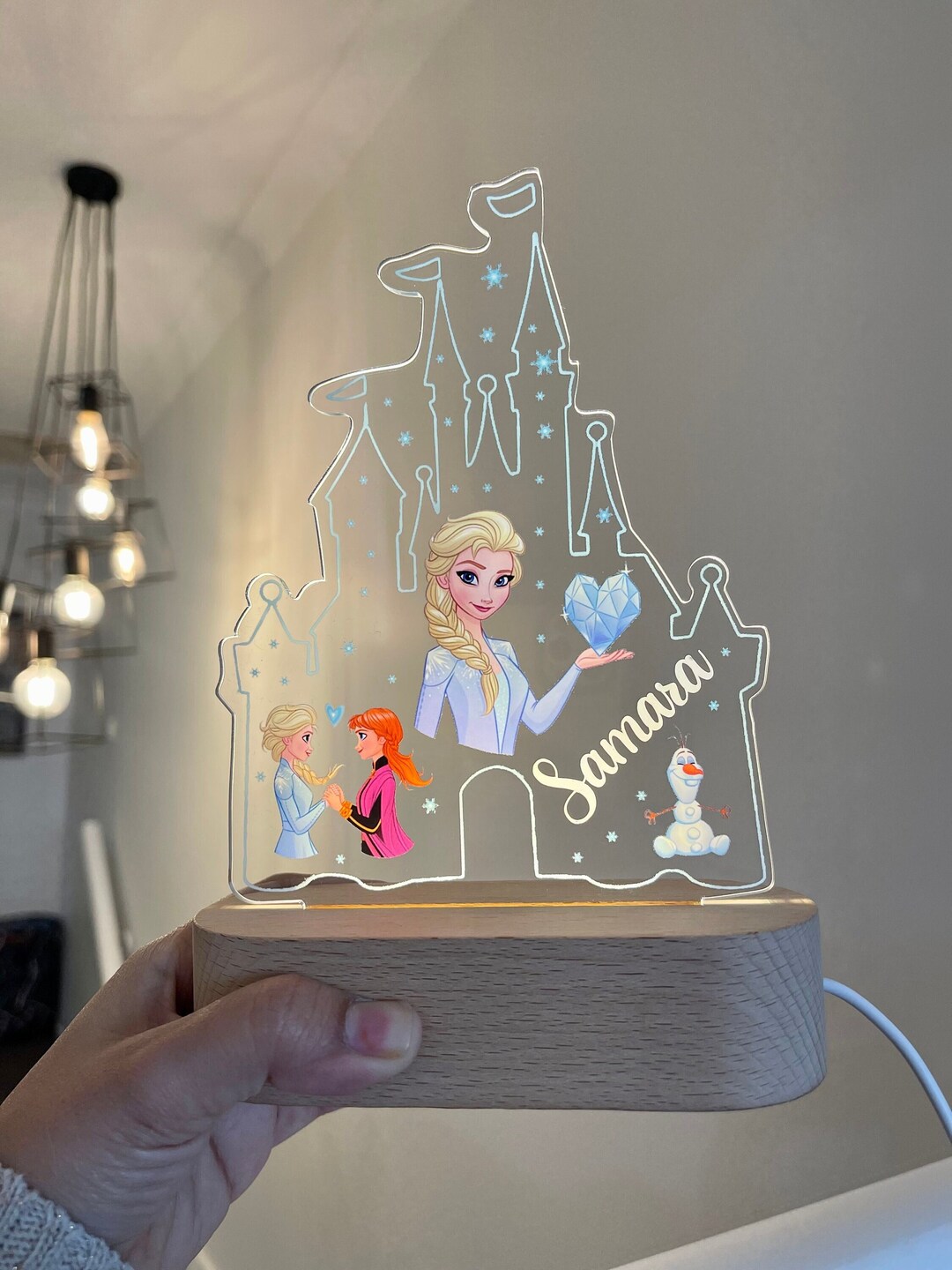 Personalised FROZEN Night Light Great Gift for Kids Birthdays Nursery ...