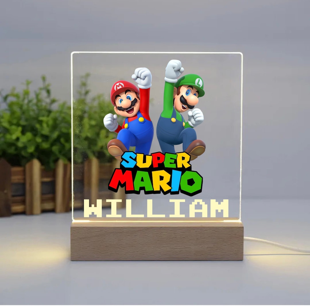 Personalized SUPER MARIO Night Light Great Gift for Kids Birthdays ...
