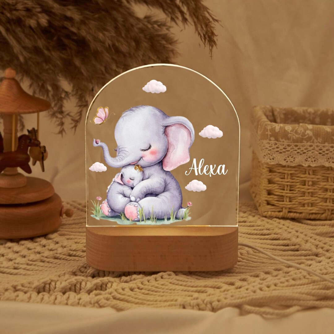 Personalised MAMA&BABY ELEPHANT Night Light - Great Gift for Kids ...