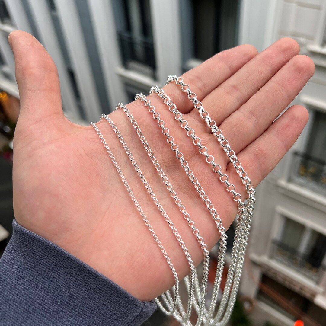 925 Sterling Silver Rolo Belcher Chain Necklace for Women and Men ...