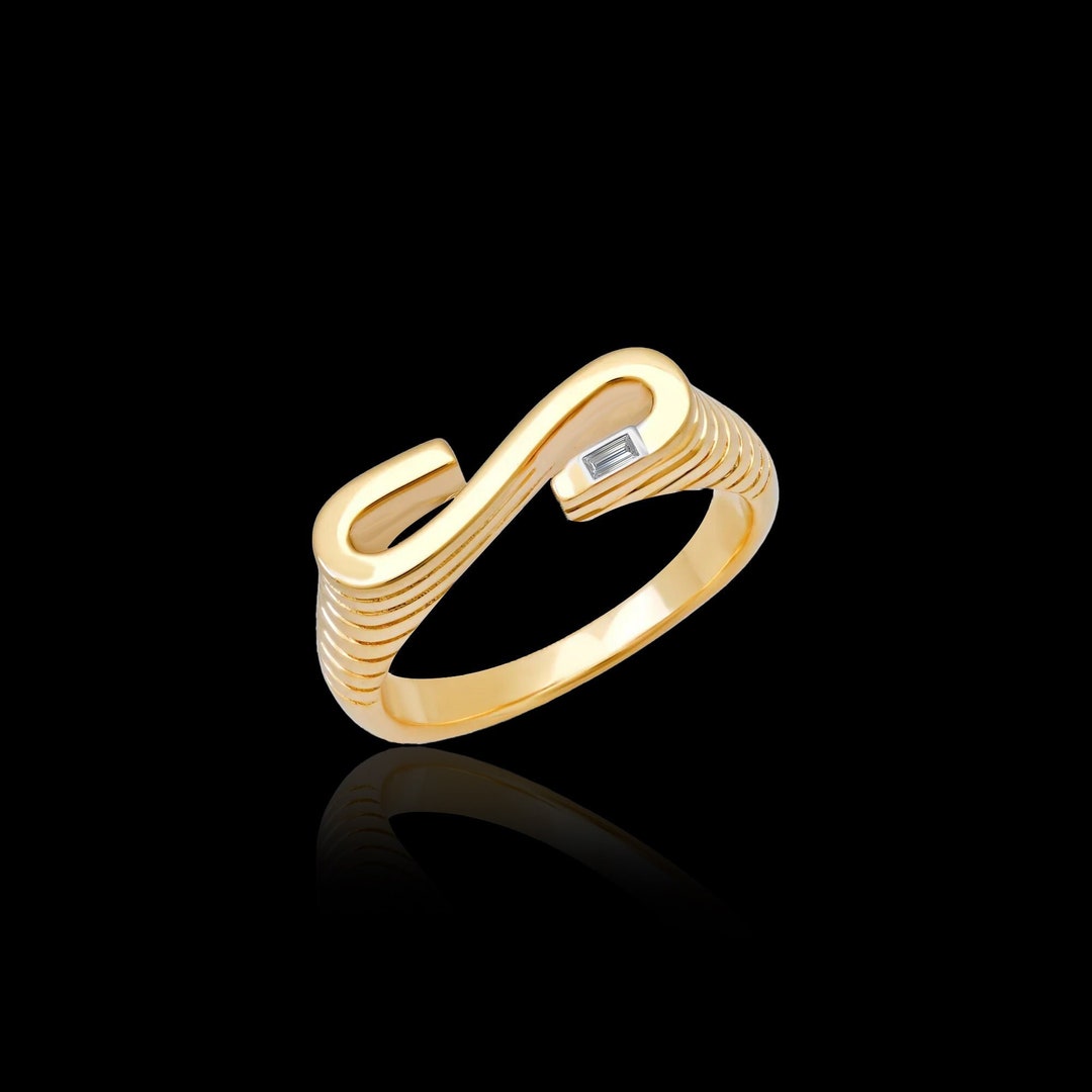 14K Solid Gold İnitial Rings , Letter Rings for Women , Personalized ...
